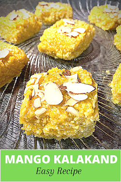 Mango Kalakand an easy recipe. Soft chewy and delicious